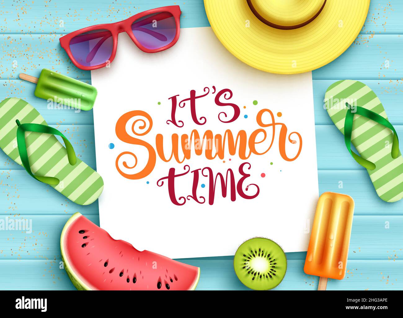 Summer vector template design. It's summer time typography text in ...