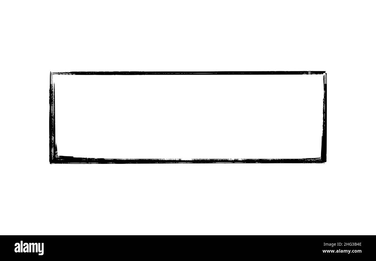 Ink rectangle stamp. Grunge empty black frame. Square border. Rubber ...