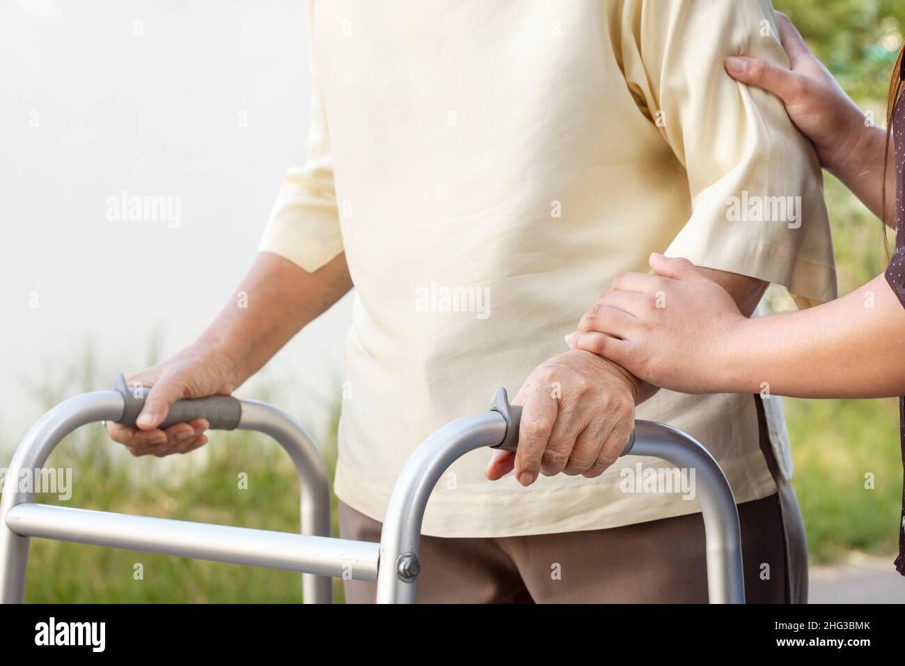 Using a mobility walker hi-res stock photography and images - Alamy