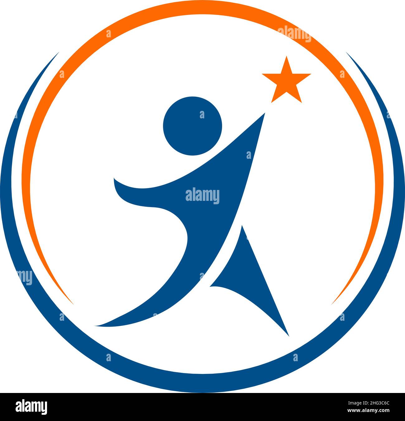 Success man reaching for star. Icon. Success logo concept Stock Vector ...