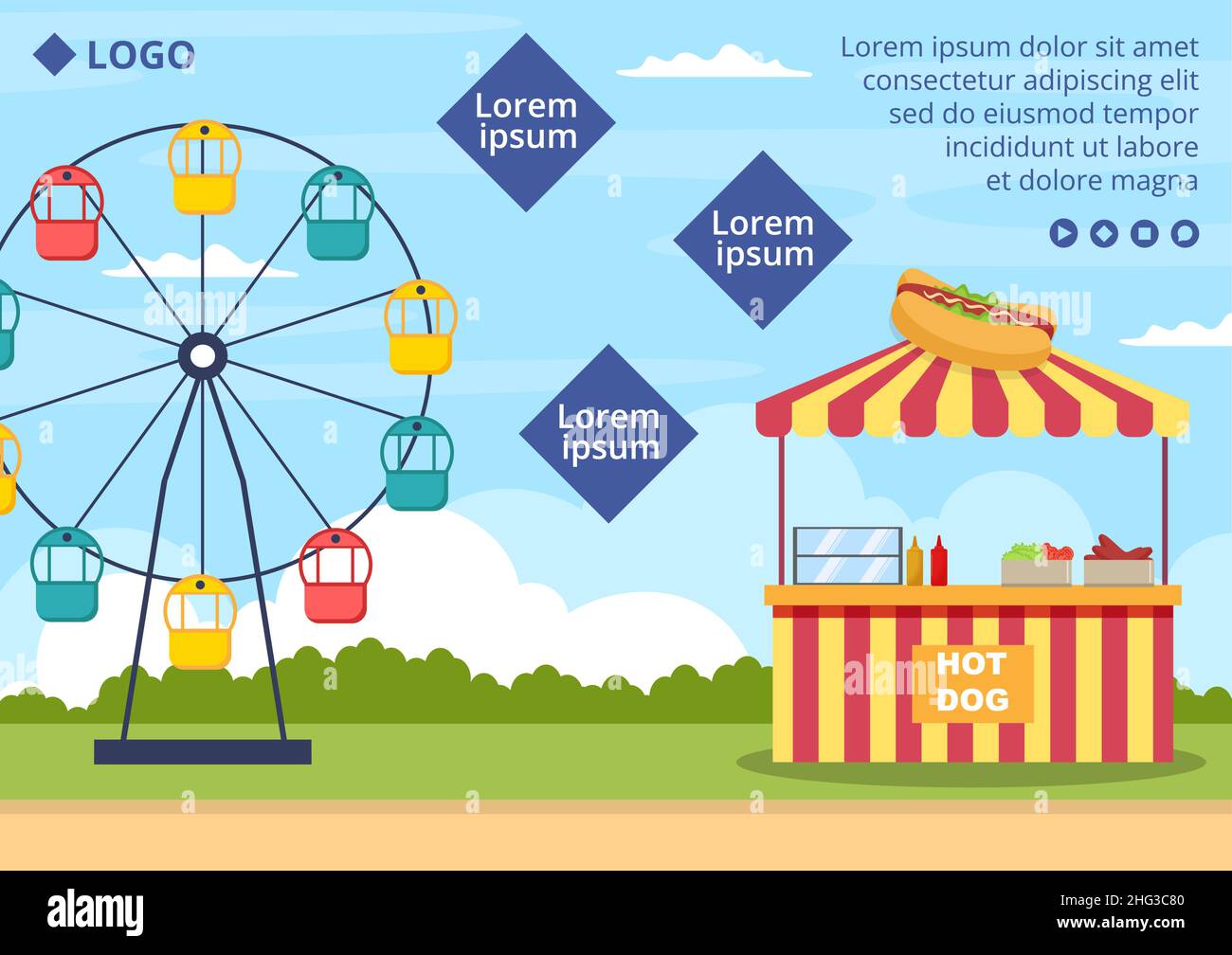 Summer Fair of Carnival, Circus, Fun Fair or Amusement Park Post ...