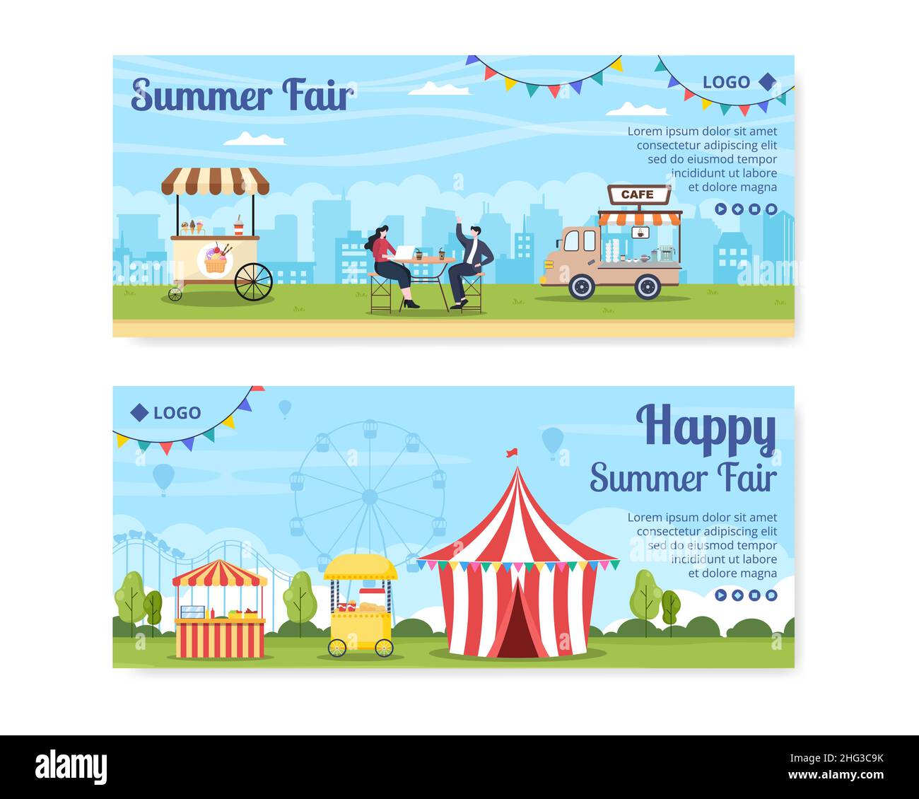 Summer Fair of Carnival, Circus, Fun Fair or Amusement Park Post ...
