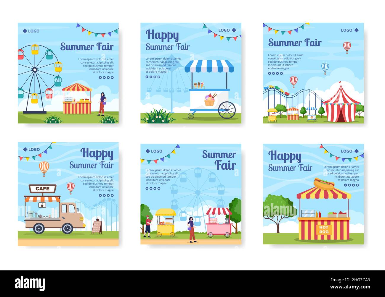 Summer Fair of Carnival, Circus, Fun Fair or Amusement Park Post ...