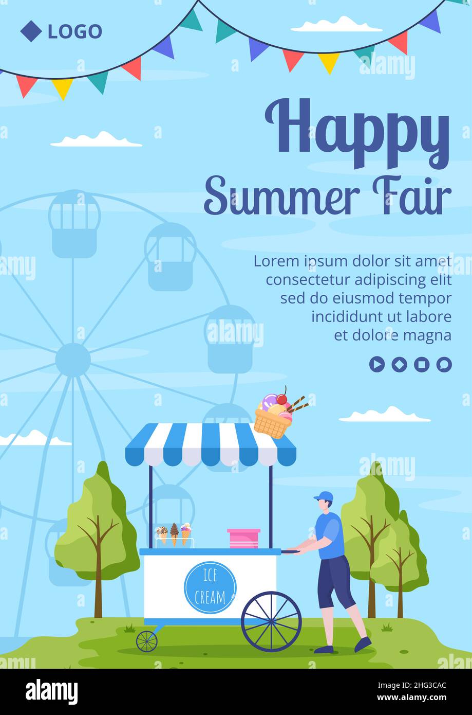 Summer Fair of Carnival, Circus, Fun Fair or Amusement Park Post ...