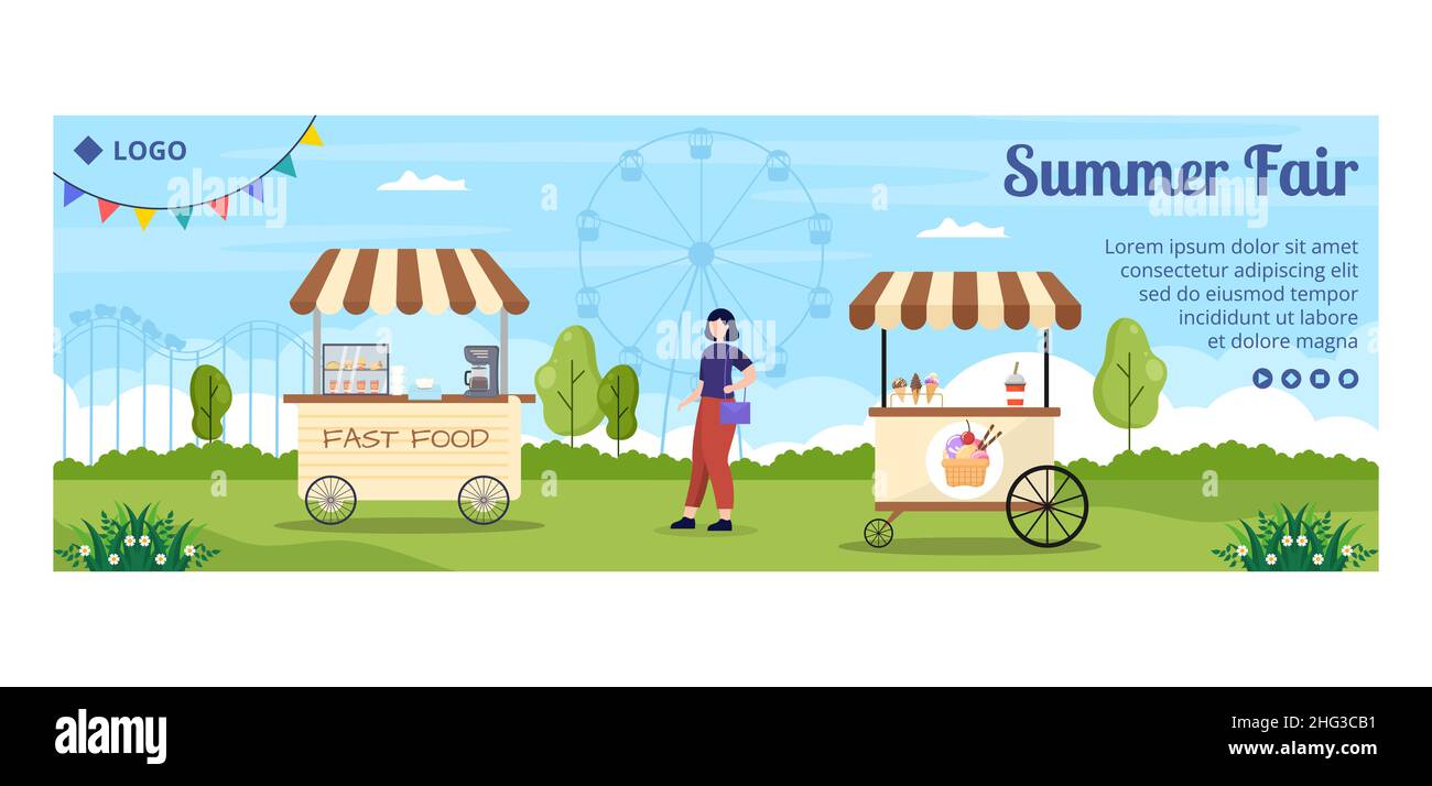 Summer Fair of Carnival, Circus, Fun Fair or Amusement Park Post ...