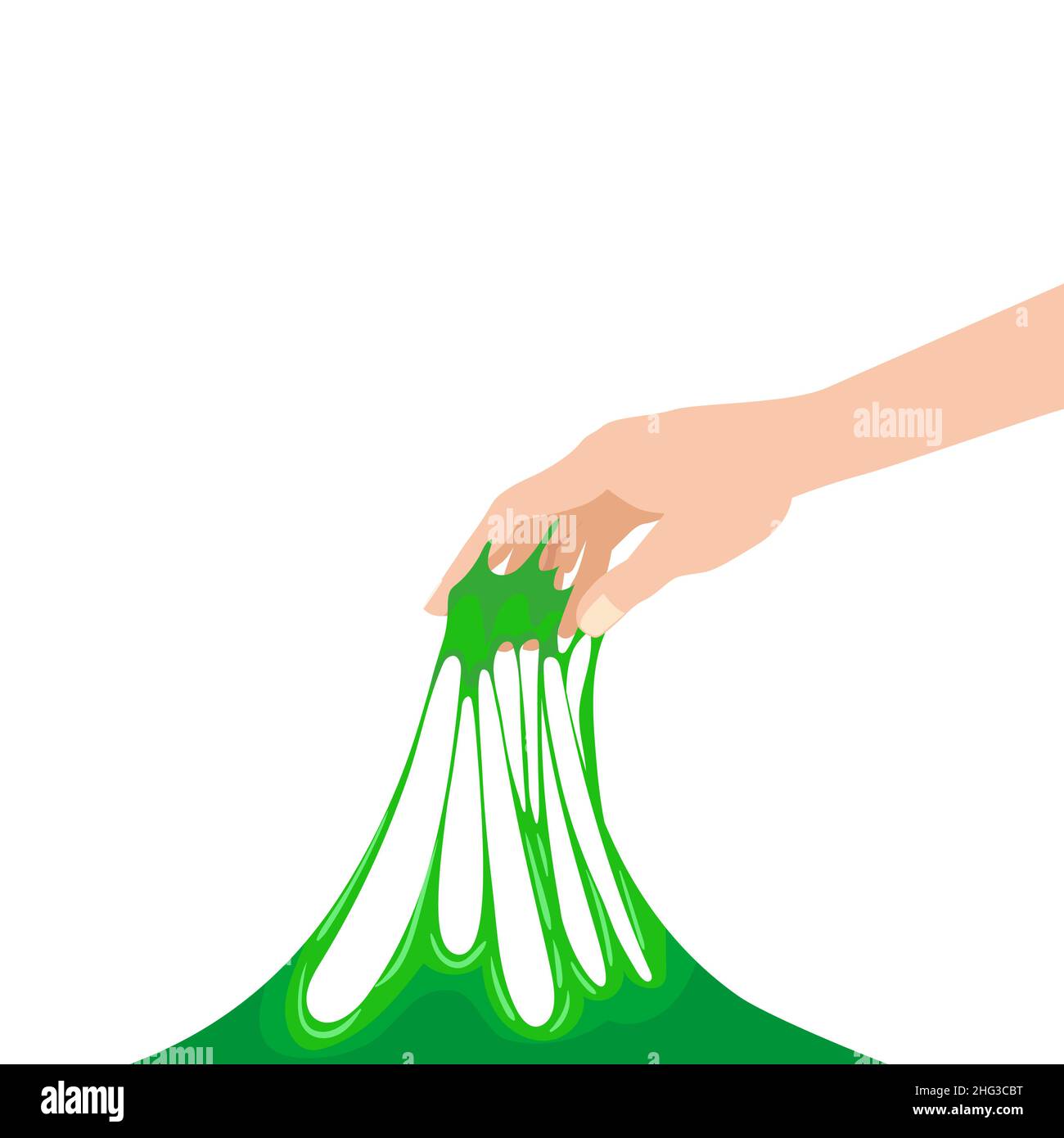 Human hand hold slime. Mucus kids toy, sticky slimy colorful green ...