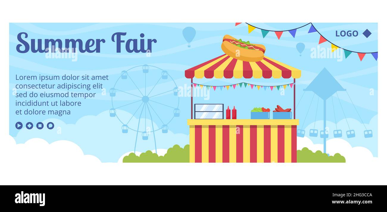 Summer Fair of Carnival, Circus, Fun Fair or Amusement Park Post ...