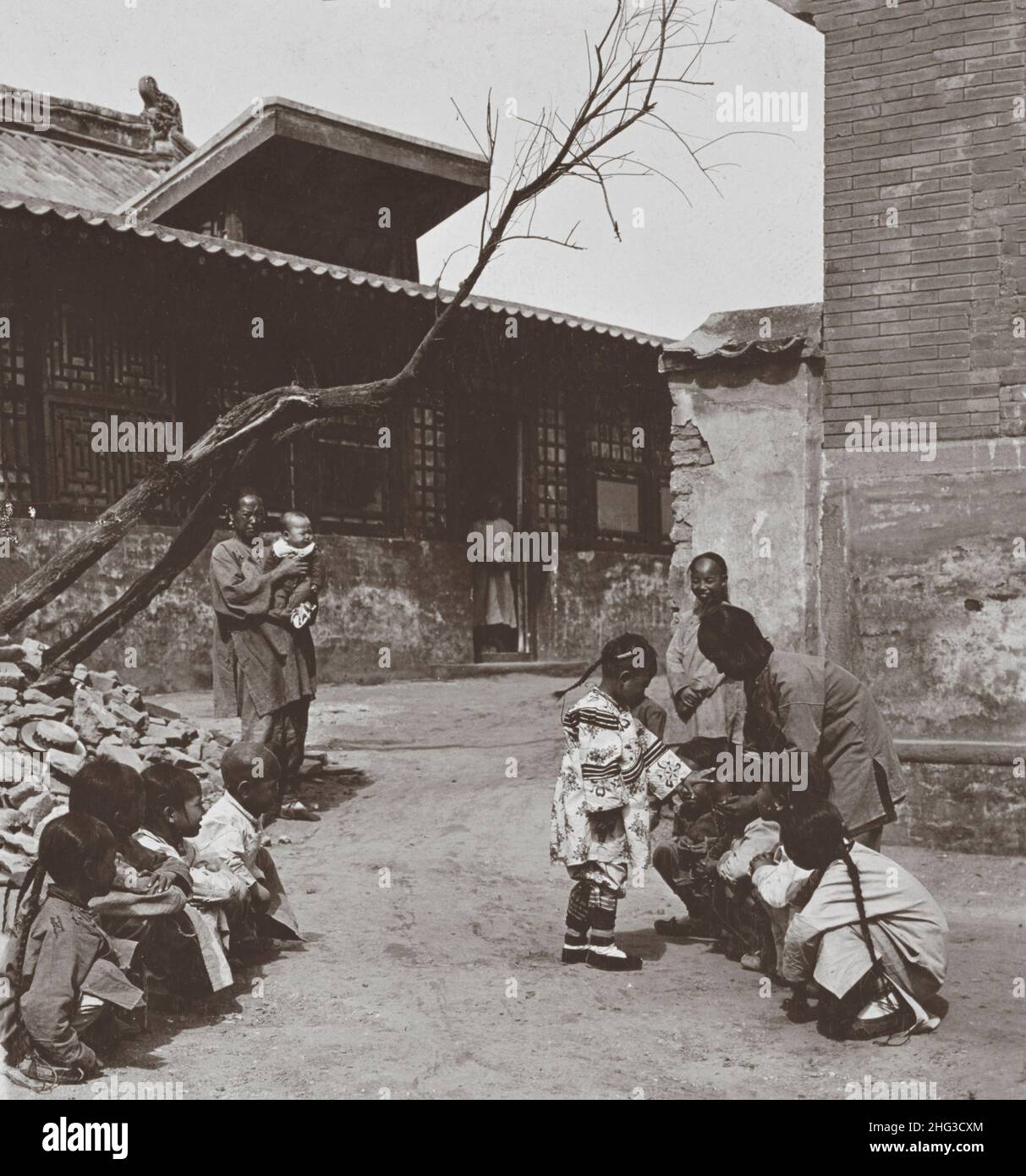 Vintage photo of Chinese children at play. Peking Mission School. China ...
