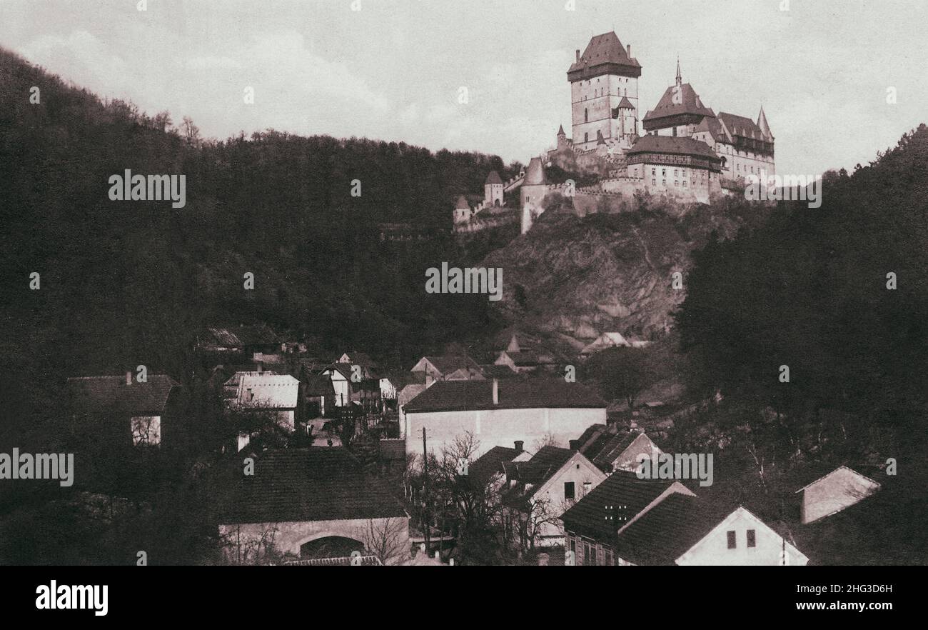 Vintage photo of karlstein castle hi-res stock photography and images ...