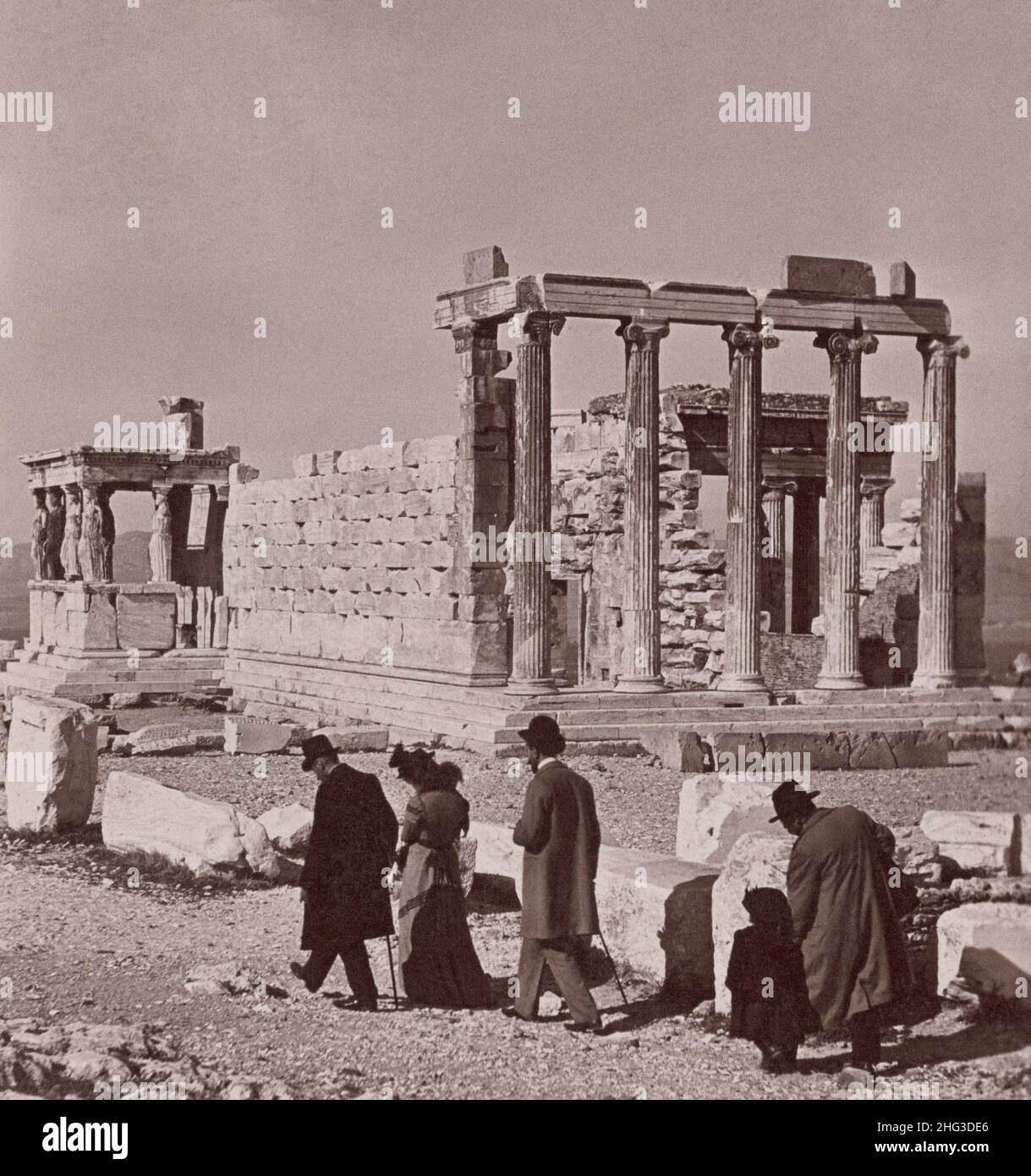 Vintage photo of the Erechtheion, Acropolis, Athens, Greece. 1900 Stock ...
