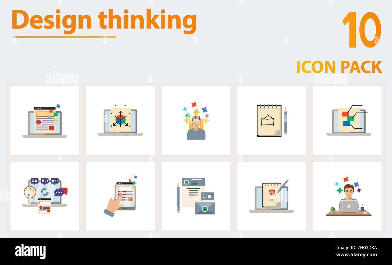 Design Thinking icon set. Collection of simple elements such as the ...