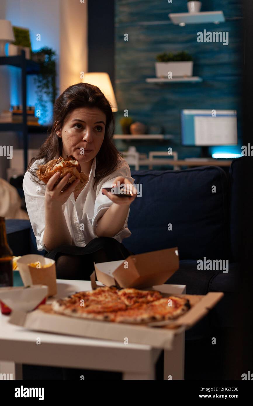 Woman eating tv dinner hi-res stock photography and images - Alamy
