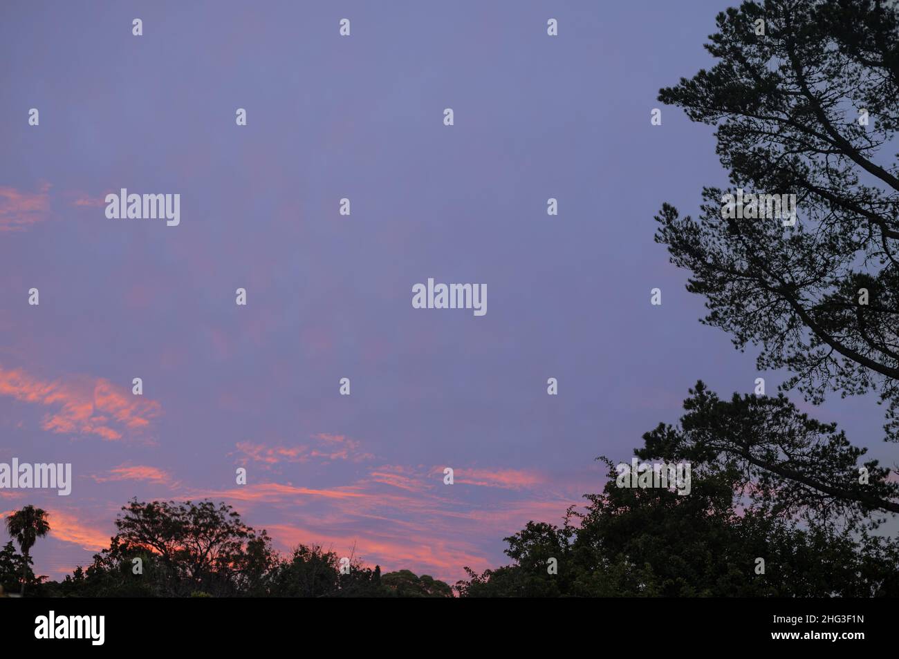 Colorful skyline seen during dusk Stock Photo - Alamy