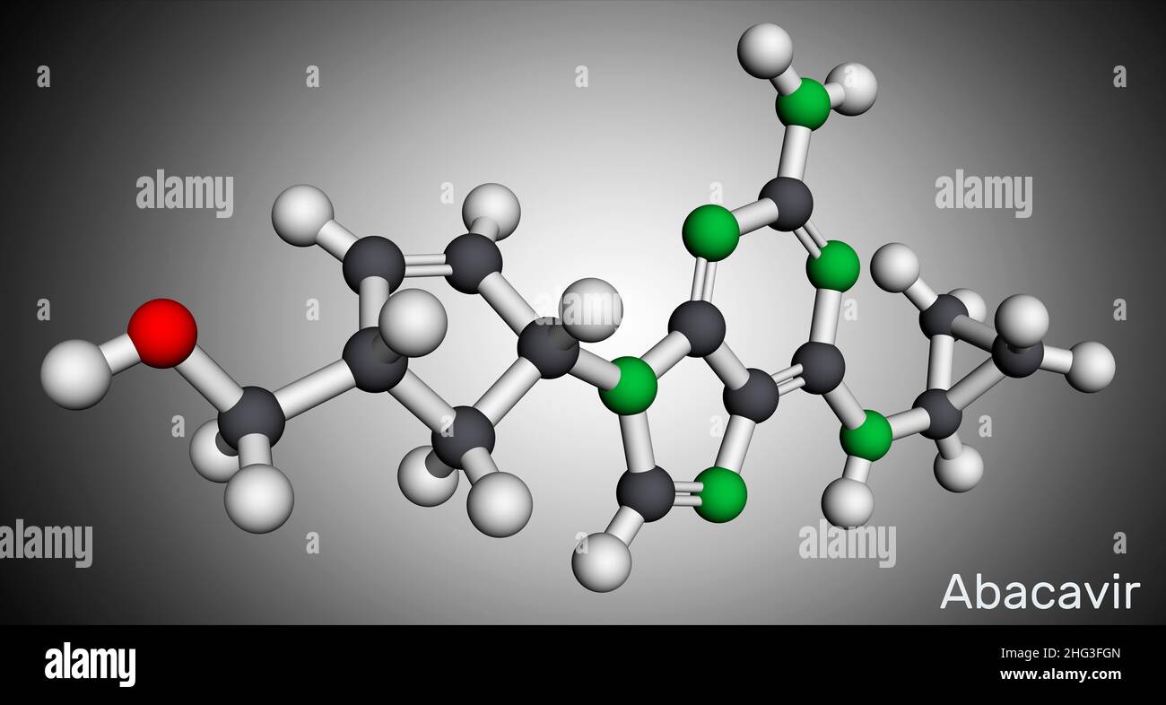 Abacavir, ABC molecule. It is antiviral nucleoside reverse ...