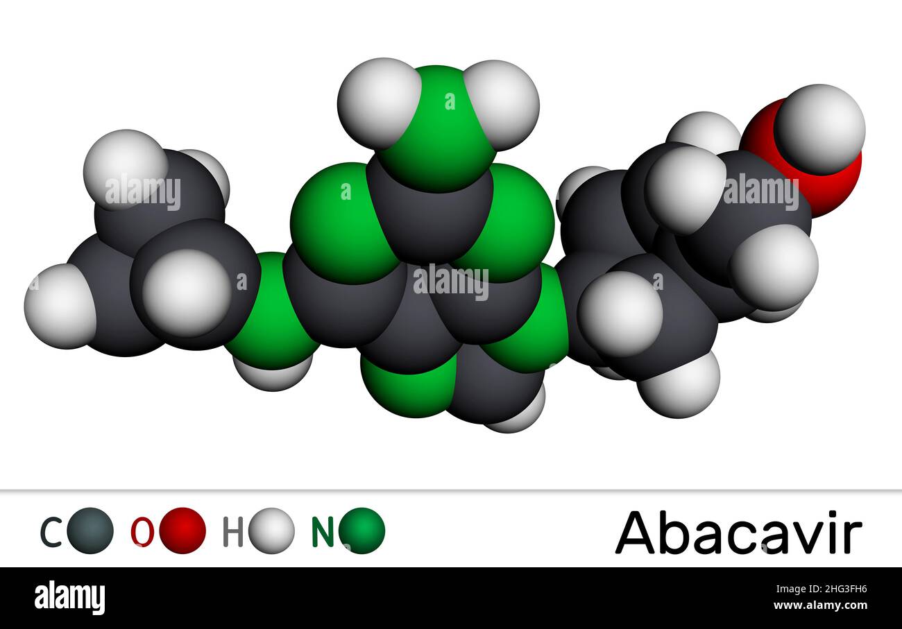 Abacavir, ABC molecule. It is antiviral nucleoside reverse ...