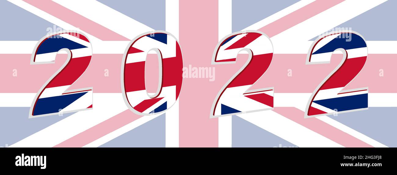 United kingdom flag on the year 2022. Vector illustration Stock Vector ...