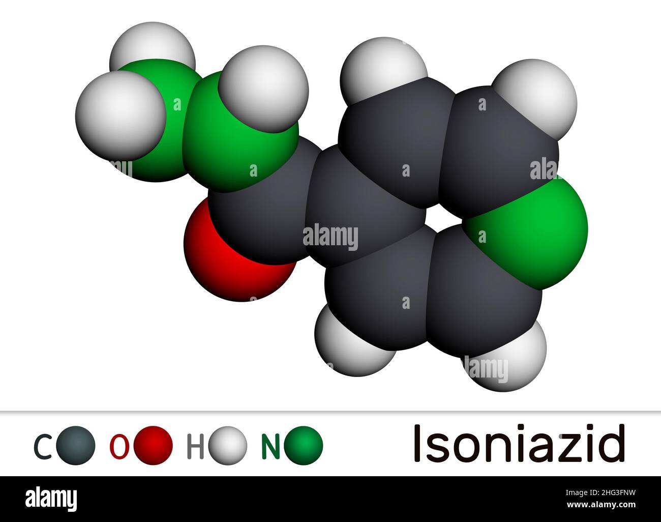 Isoniazid, isonicotinic acid hydrazide, INH molecule. It is antibiotic ...