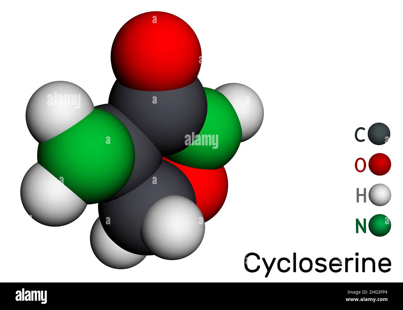 Cycloserine molecule. It is broad-spectrum antibiotic used in the ...