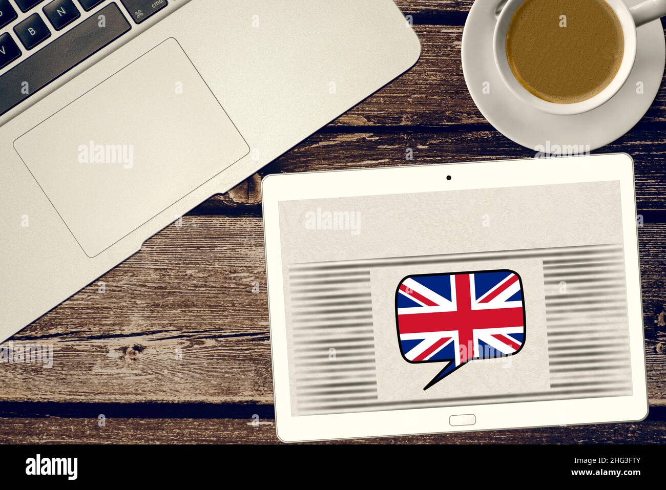 A Tablet PC and learning English Stock Photo - Alamy