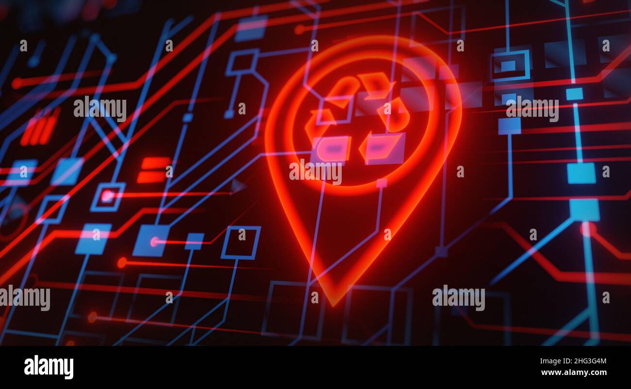 Futuristic zero waste zone concept location and recycle sign Stock ...