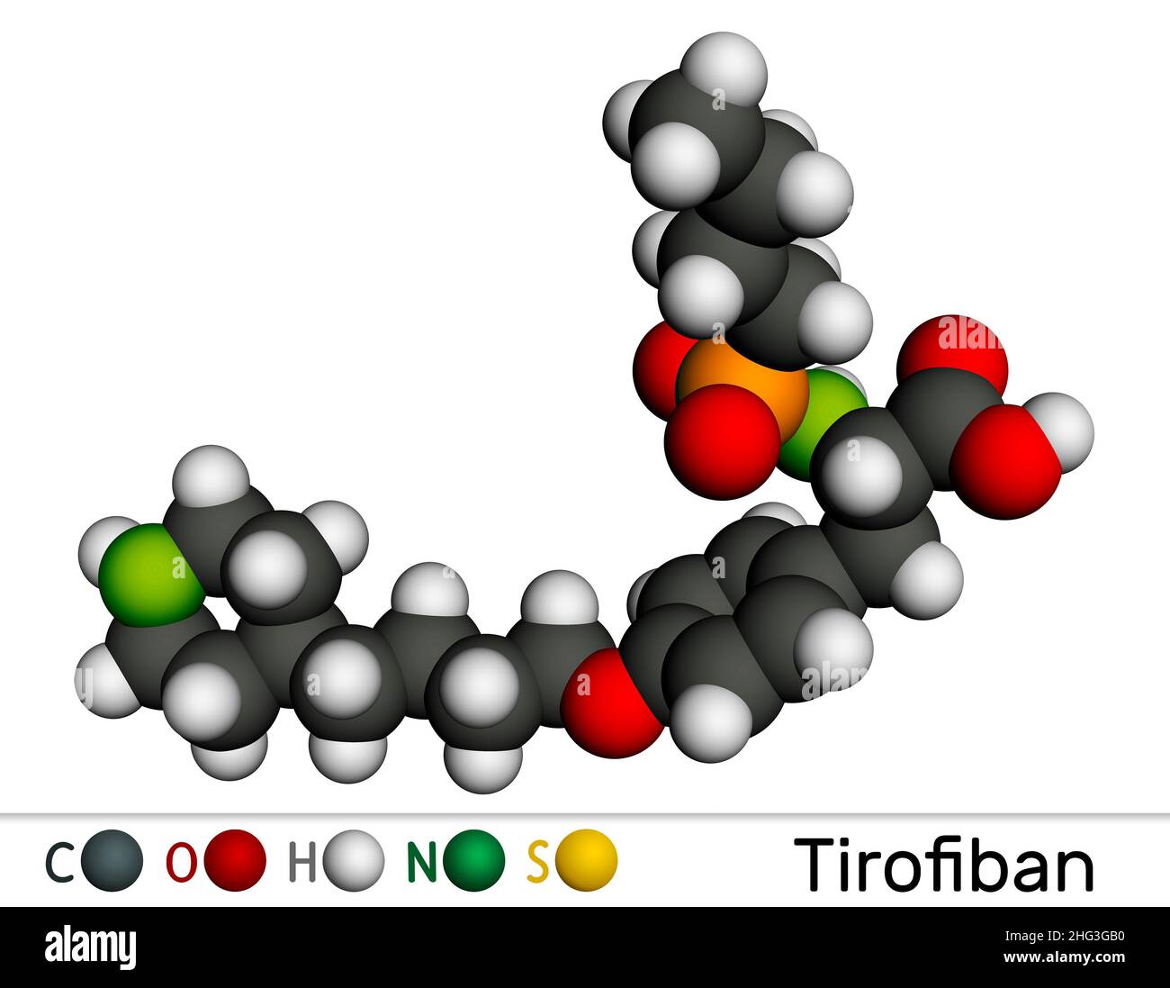 Tirofiban molecule. It is non-peptide tyrosine derivative, with ...