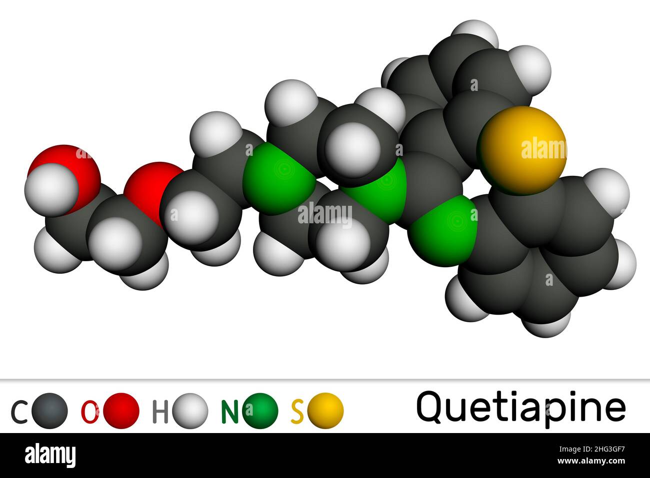 Quetiapine molecule. It is neuroleptic, atypical antipsychotic ...