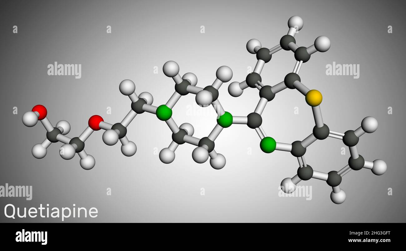 Quetiapine molecule. It is neuroleptic, atypical antipsychotic ...