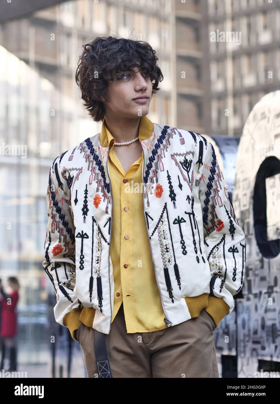 Nic Kaufmann street style outfit during Fendi Fashion Show at Milan ...