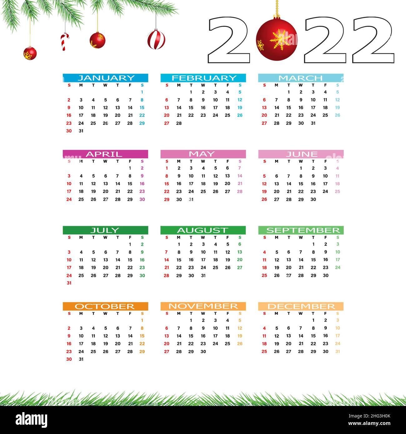 Calendar year 2022 Stock Vector Image & Art - Alamy