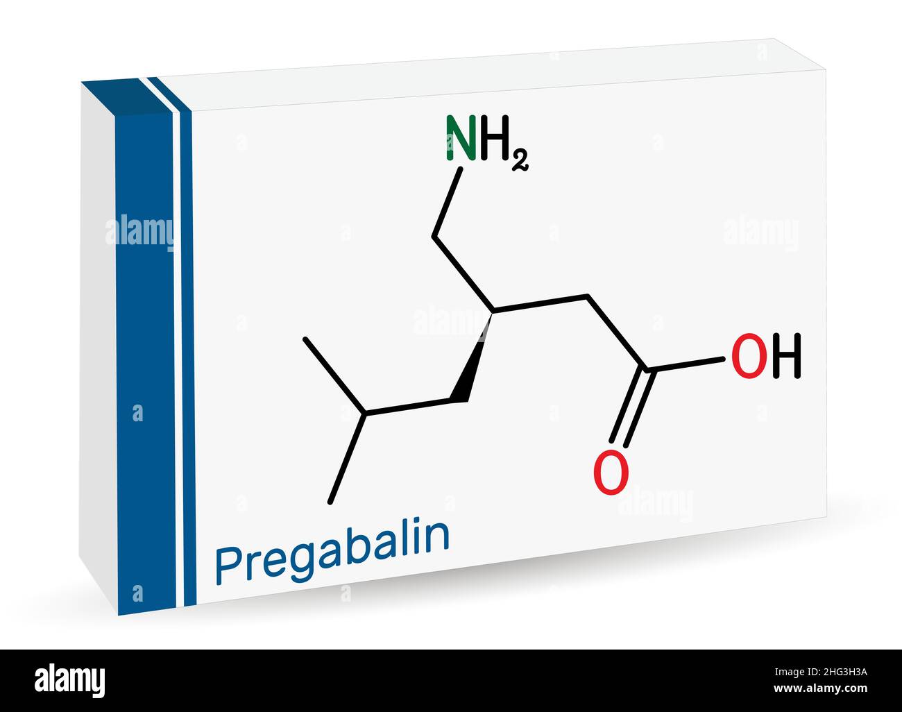 Pregabalin molecule. It is anticonvulsant, anxiolytic drug used to ...