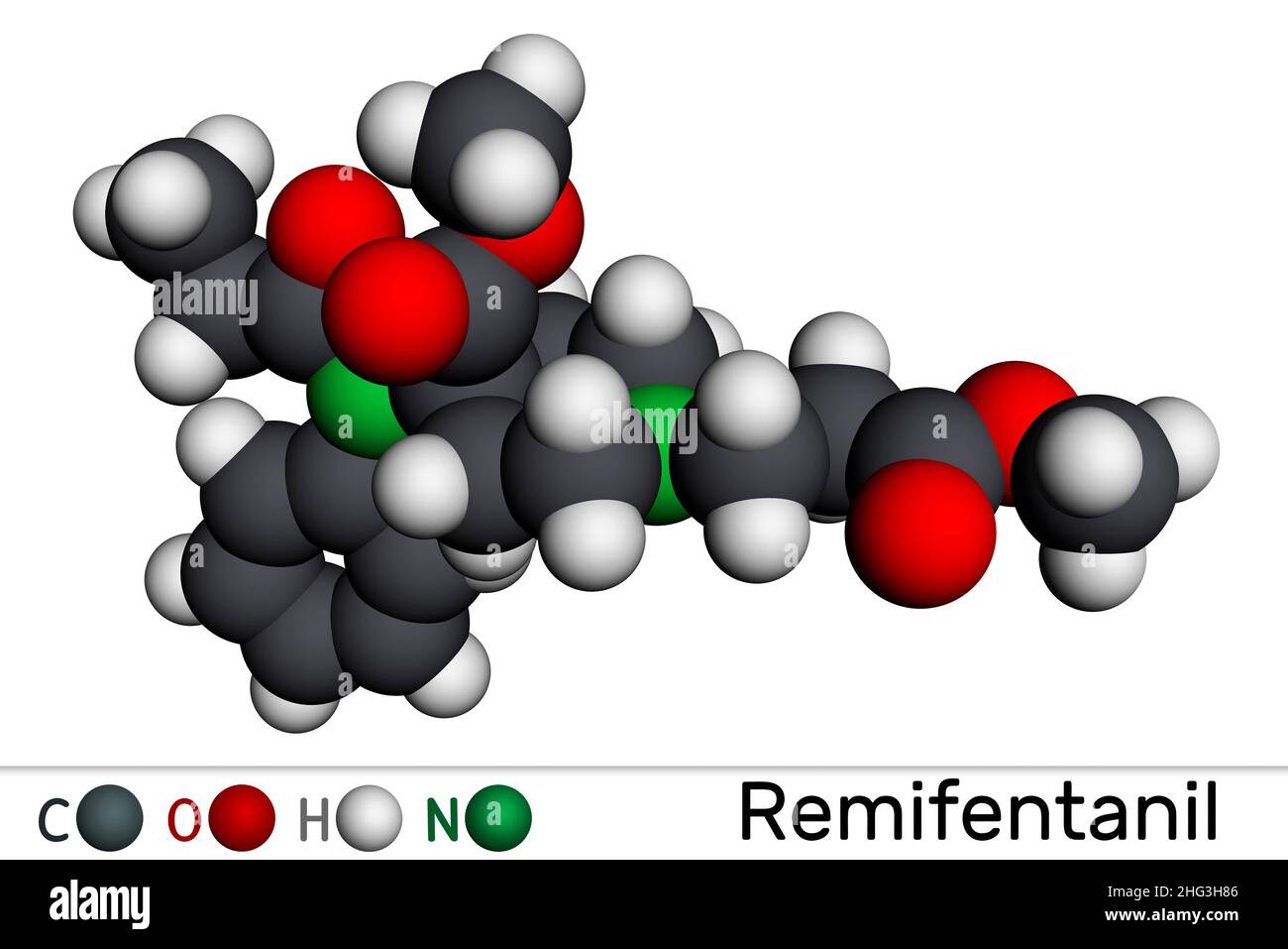 Remifentanil molecule. It is opioid analgesic used in anesthesia ...