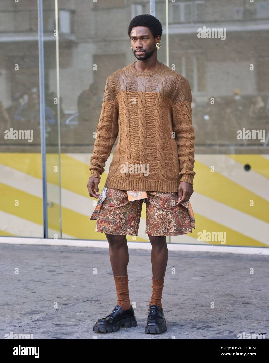 Sadiq Desh street style outfit during Etro Fashion Show at Milan ...