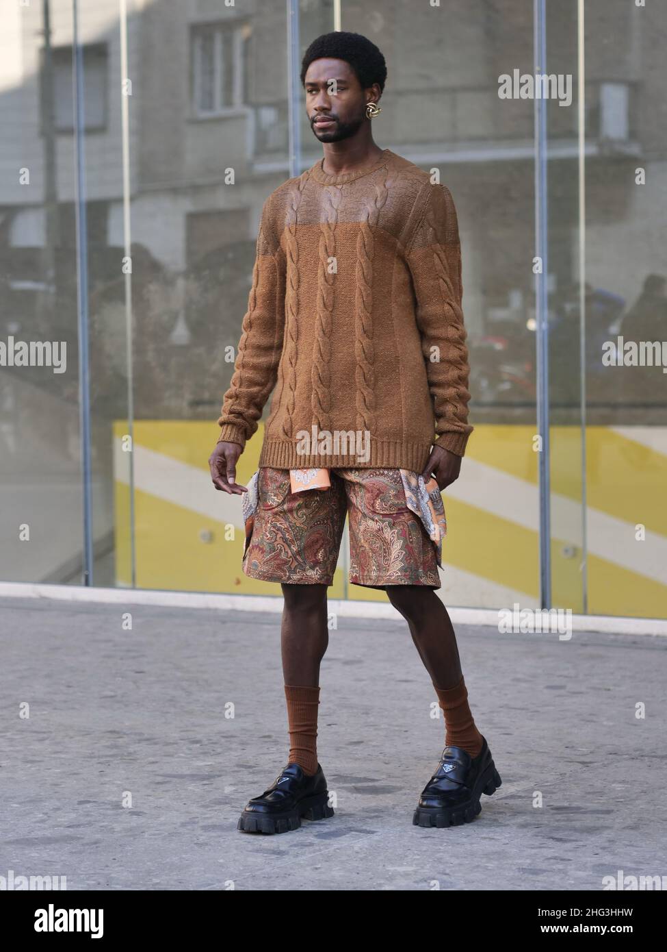 Sadiq Desh street style outfit during Etro Fashion Show at Milan ...