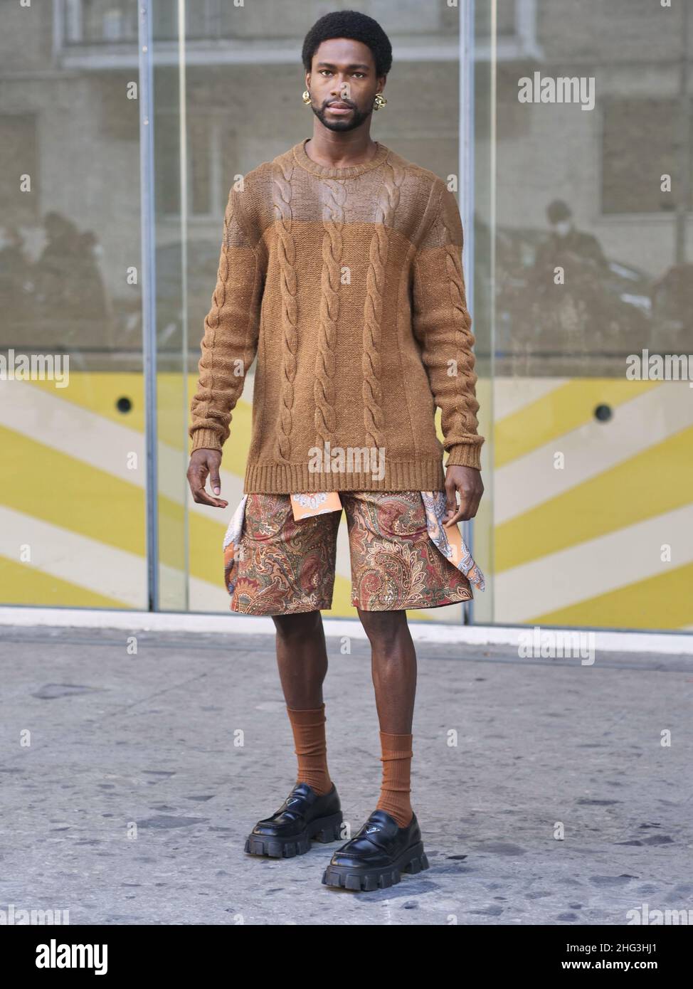 Sadiq Desh street style outfit during Etro Fashion Show at Milan ...