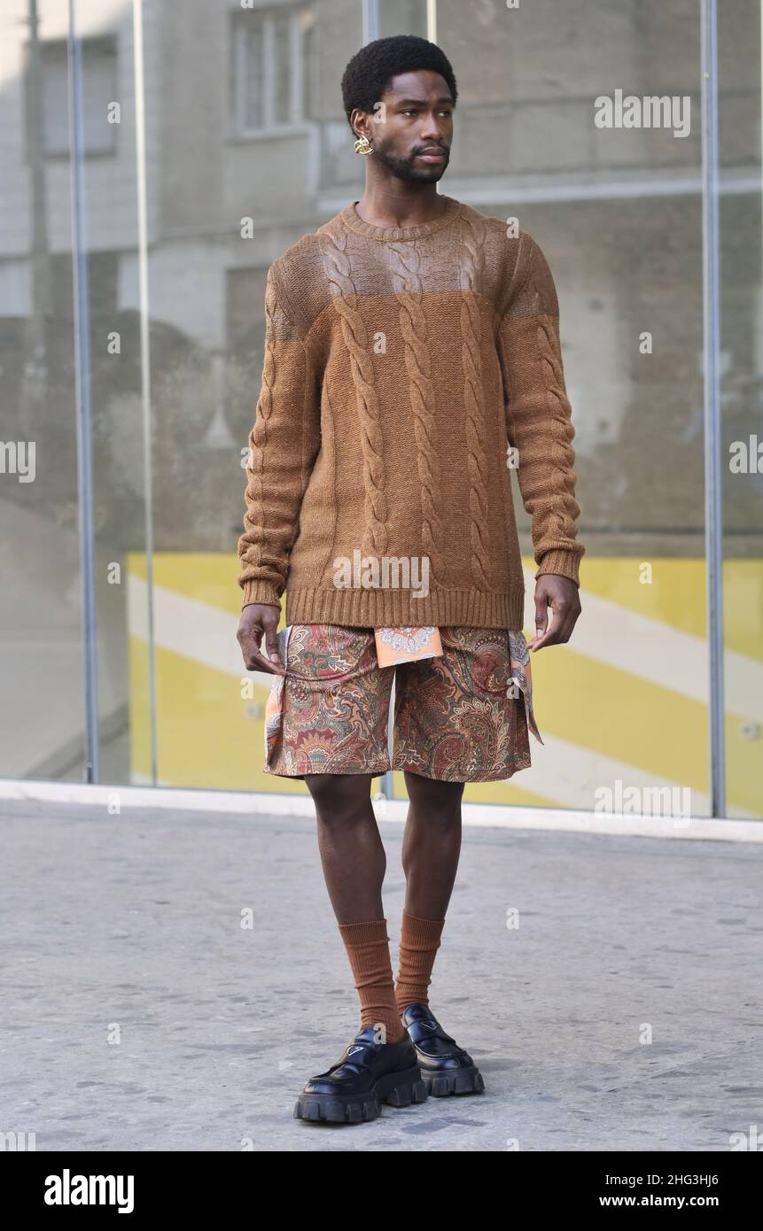 Sadiq Desh street style outfit during Etro Fashion Show at Milan ...