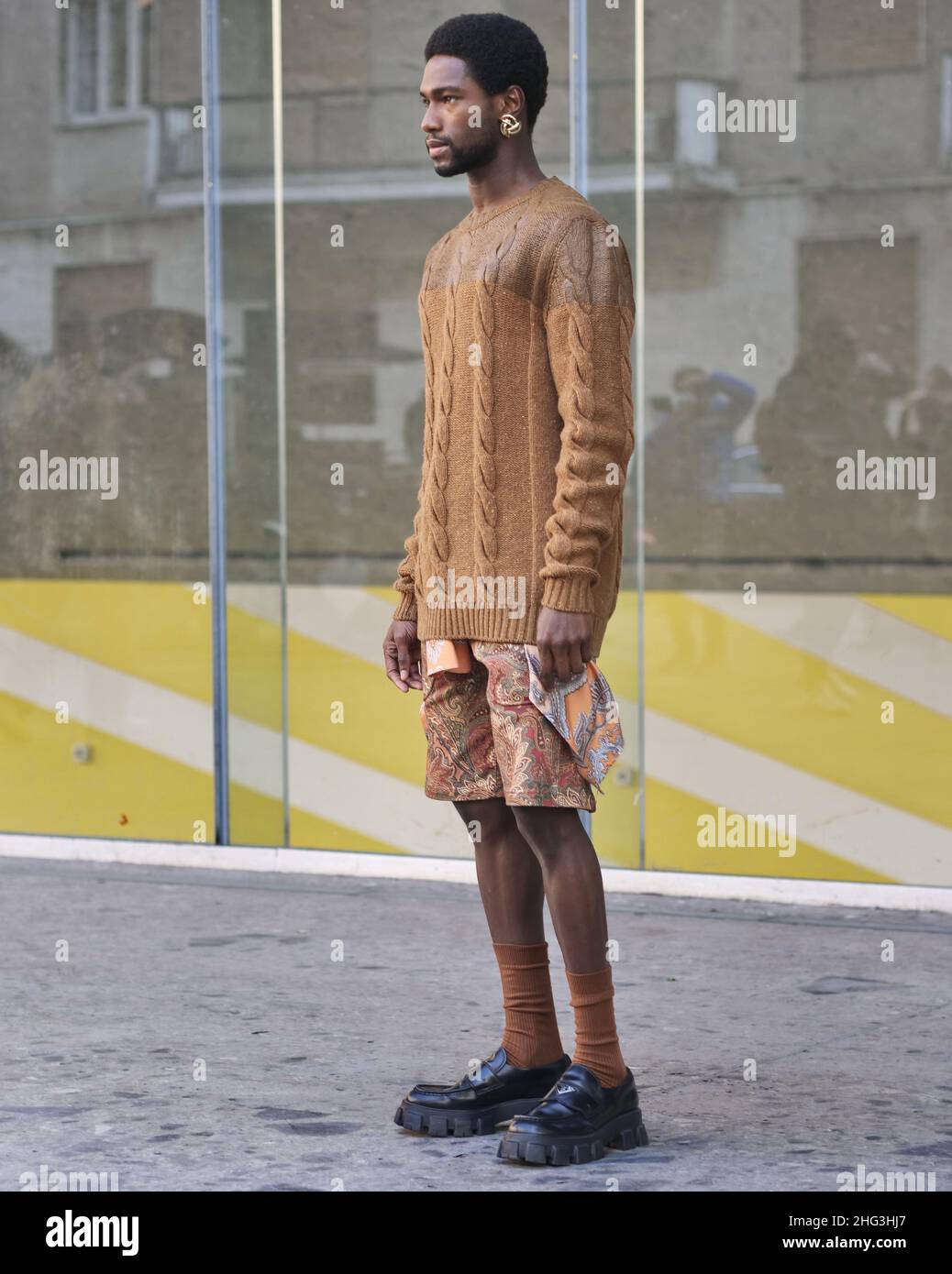 Sadiq Desh street style outfit during Etro Fashion Show at Milan ...