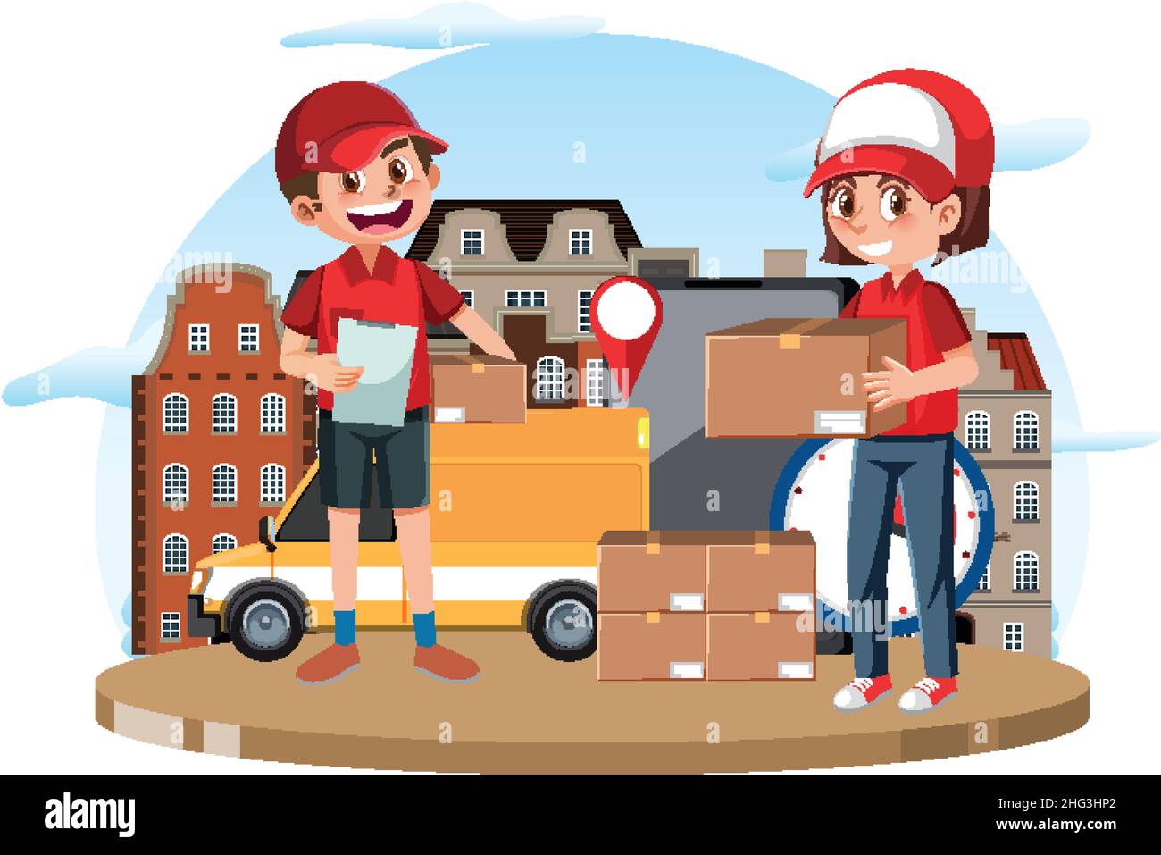 Delivery worker with many package illustration Stock Vector Image & Art ...