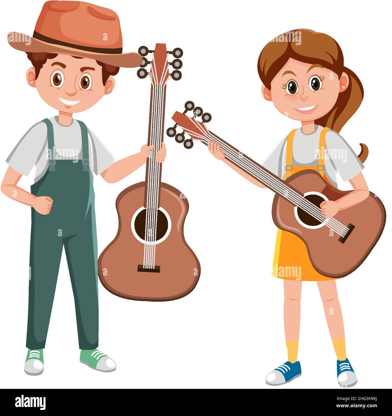 Musician cartoon character on white background illustration Stock ...