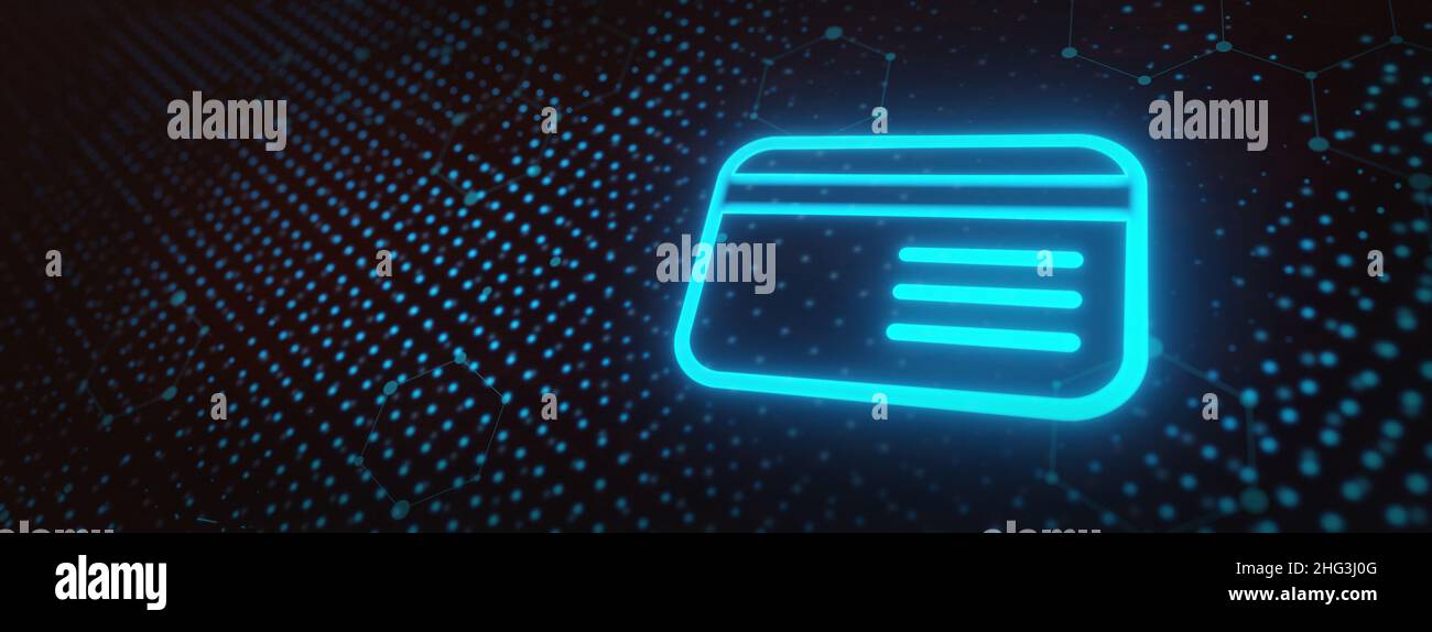 Futuristic glowing neon circuit digital board credit card isolated on ...