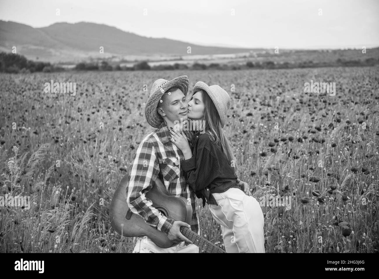 Passionate love. summer vacation. happy family. country music. spring ...