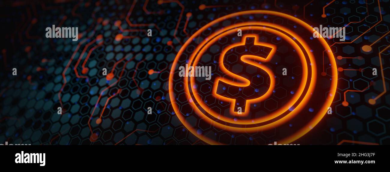 Dollar Digital Currency Business Banking Finance Technology Concept ...