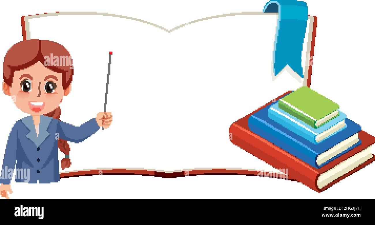 Young woman teacher teaching cartoon character illustration Stock ...