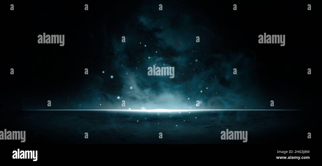 Exotic Empty Studio Room Otherworldly Mysterious with Cadet Blue Colors ...
