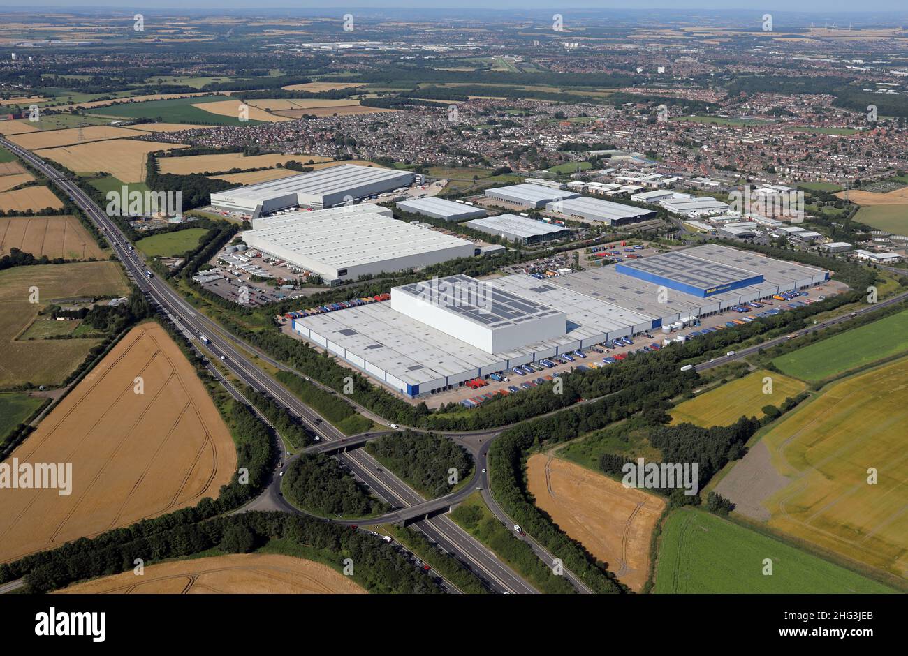 aerial view of industry and logistic companies at West Moor Park ...