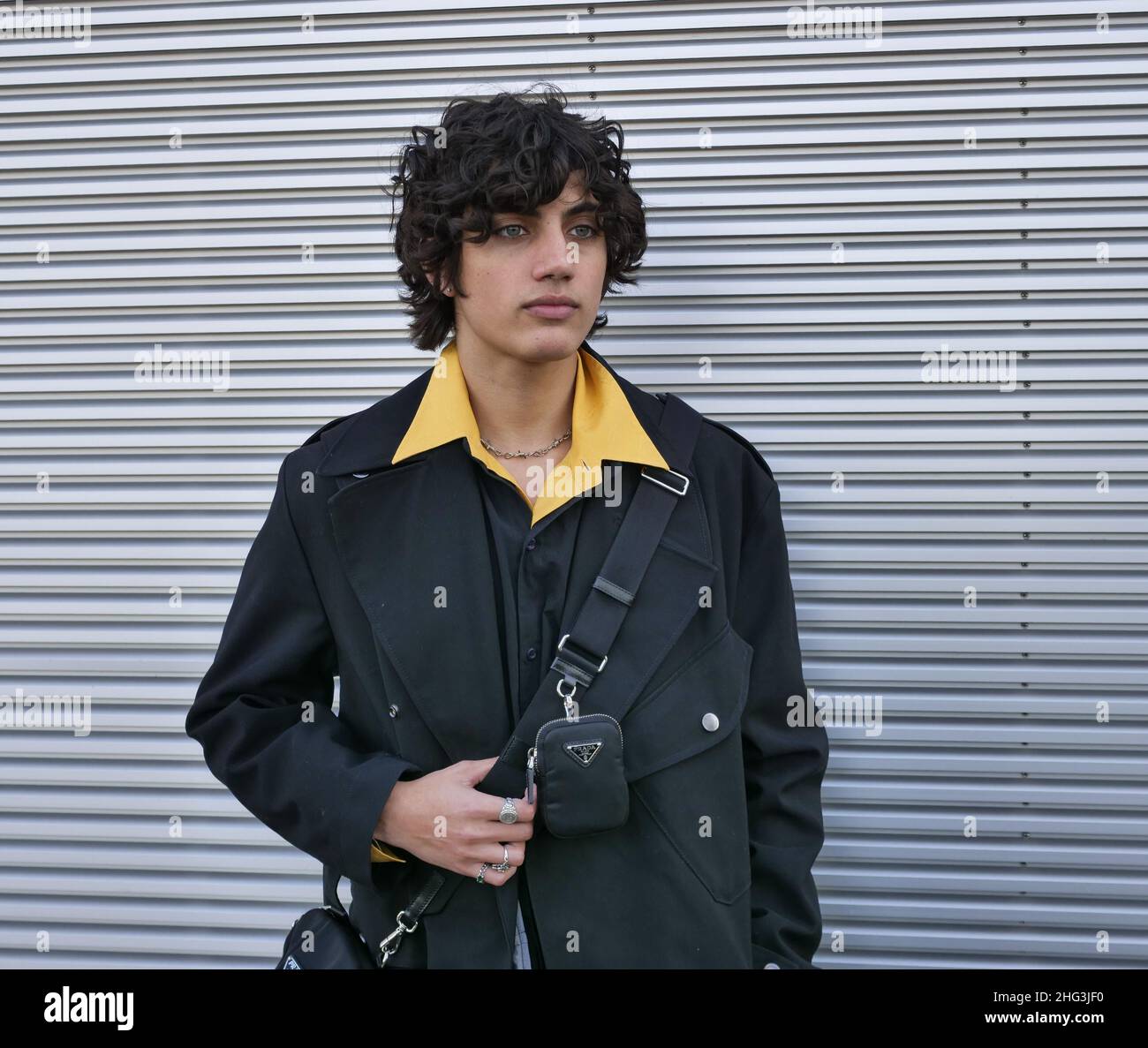 Nic Kaufmann street style outfit after Prada Fashion Show at Milan ...