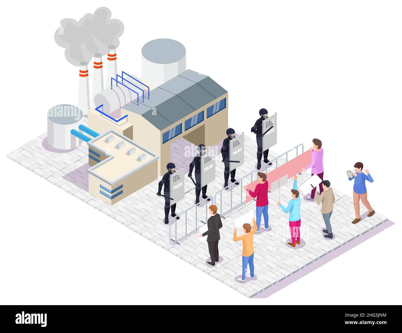 Group of protesters, eco activists protesting against air pollution ...