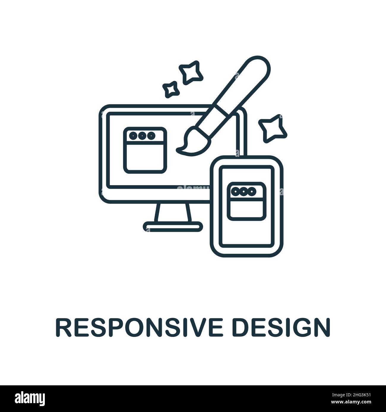 Responsive Design icon. Line element from graphic design collection ...