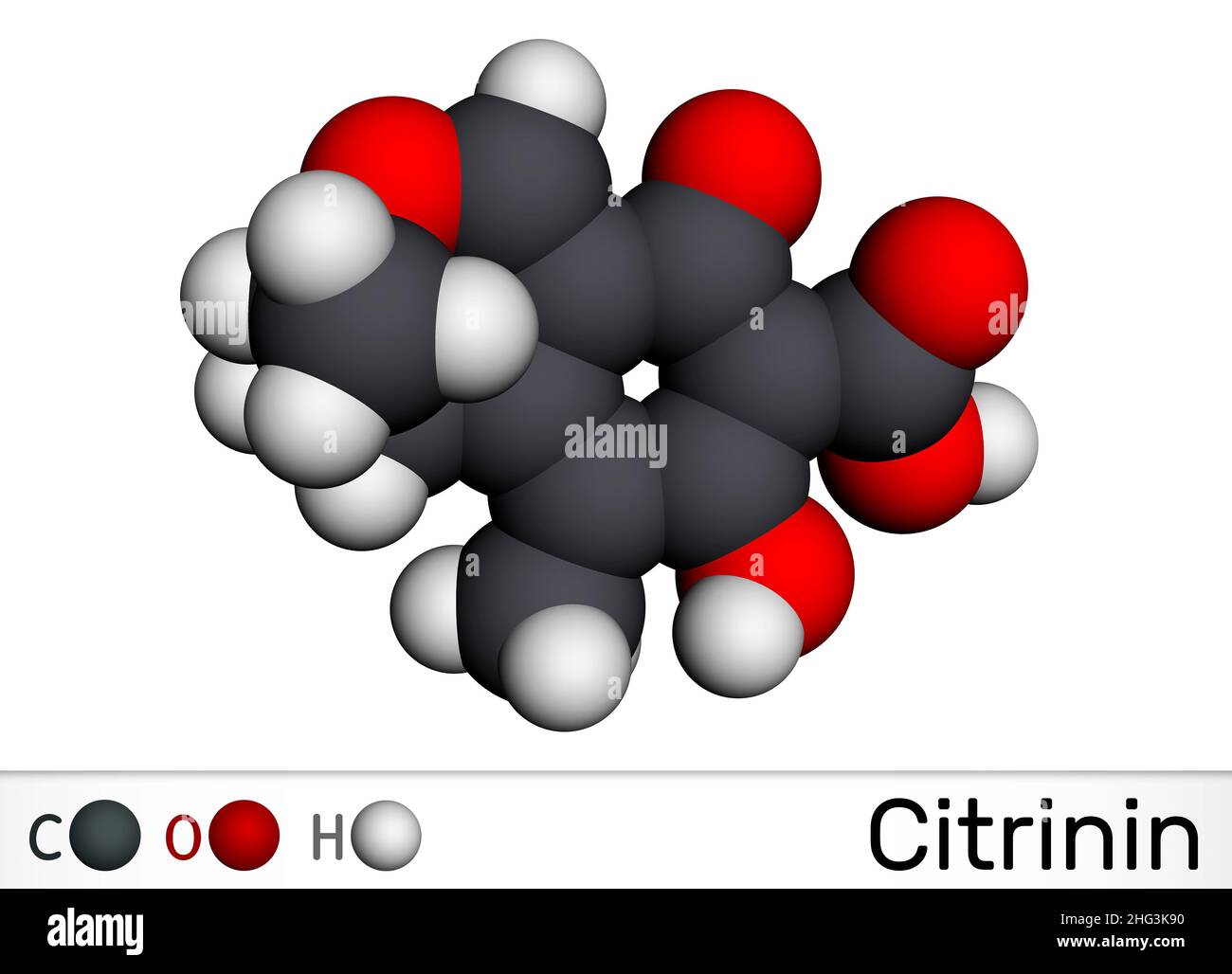 Citrinin molecule. It is antibiotic and mycotoxin from Penicillium ...