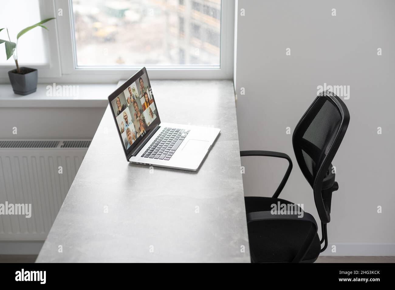 Webinar Video Conferencing On Laptop. Online Meeting Conference Stock ...