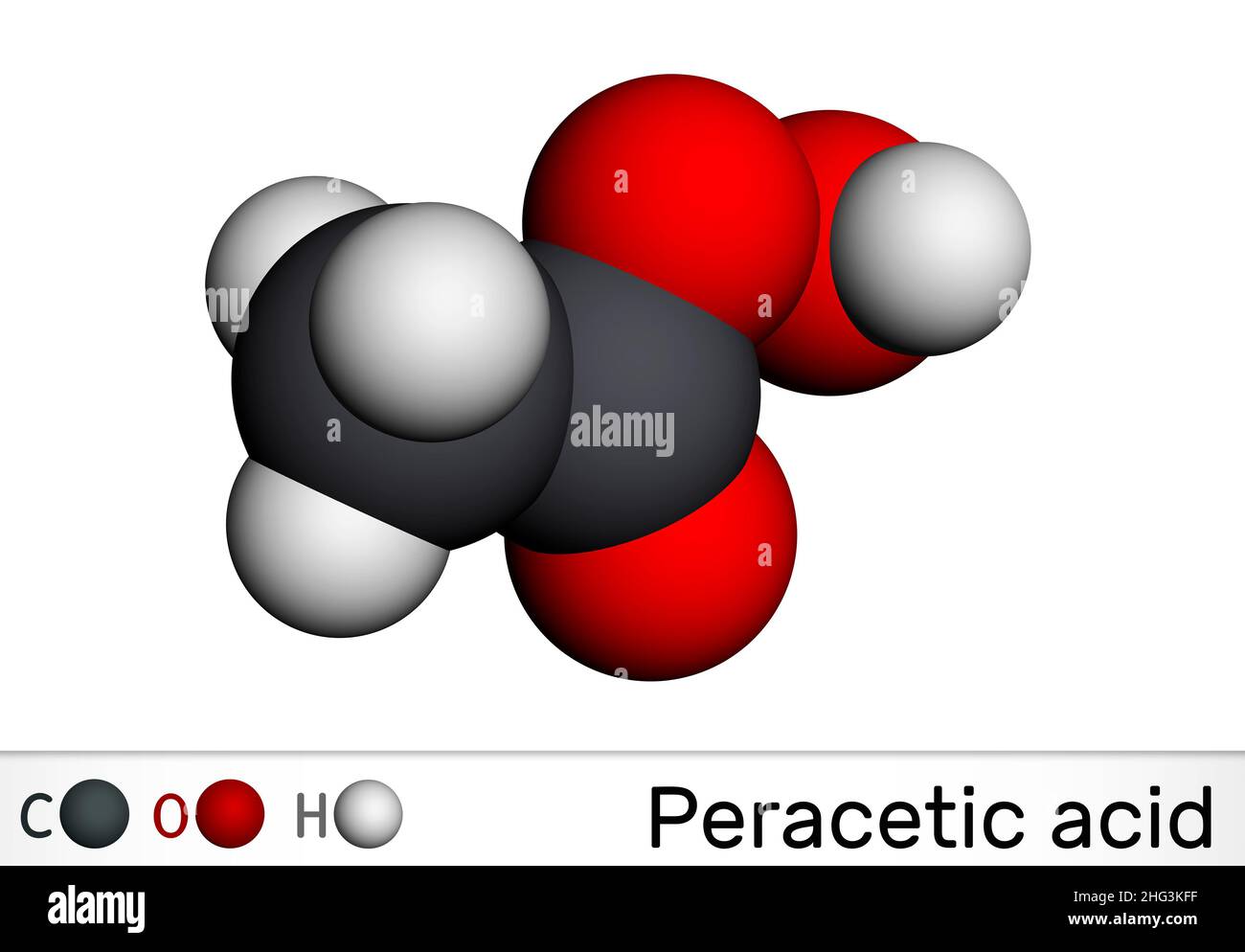 Peracetic acid, peroxyacetic acid, PAA, organic peroxide molecule ...
